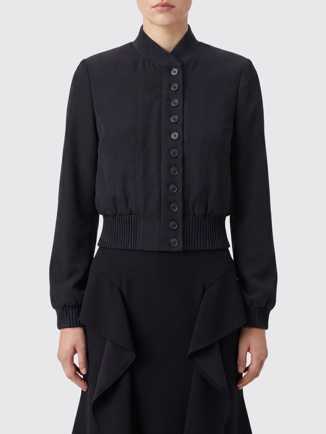 ALEXANDER MCQUEEN Alexander McQueen Asymmetric Pure Silk Bomber Jacket