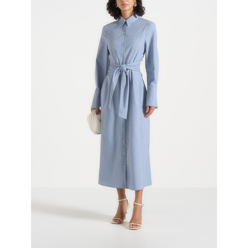 MANIÈRE DE VOIR Manière De Voir Fern Linen Midi Shirt Dress