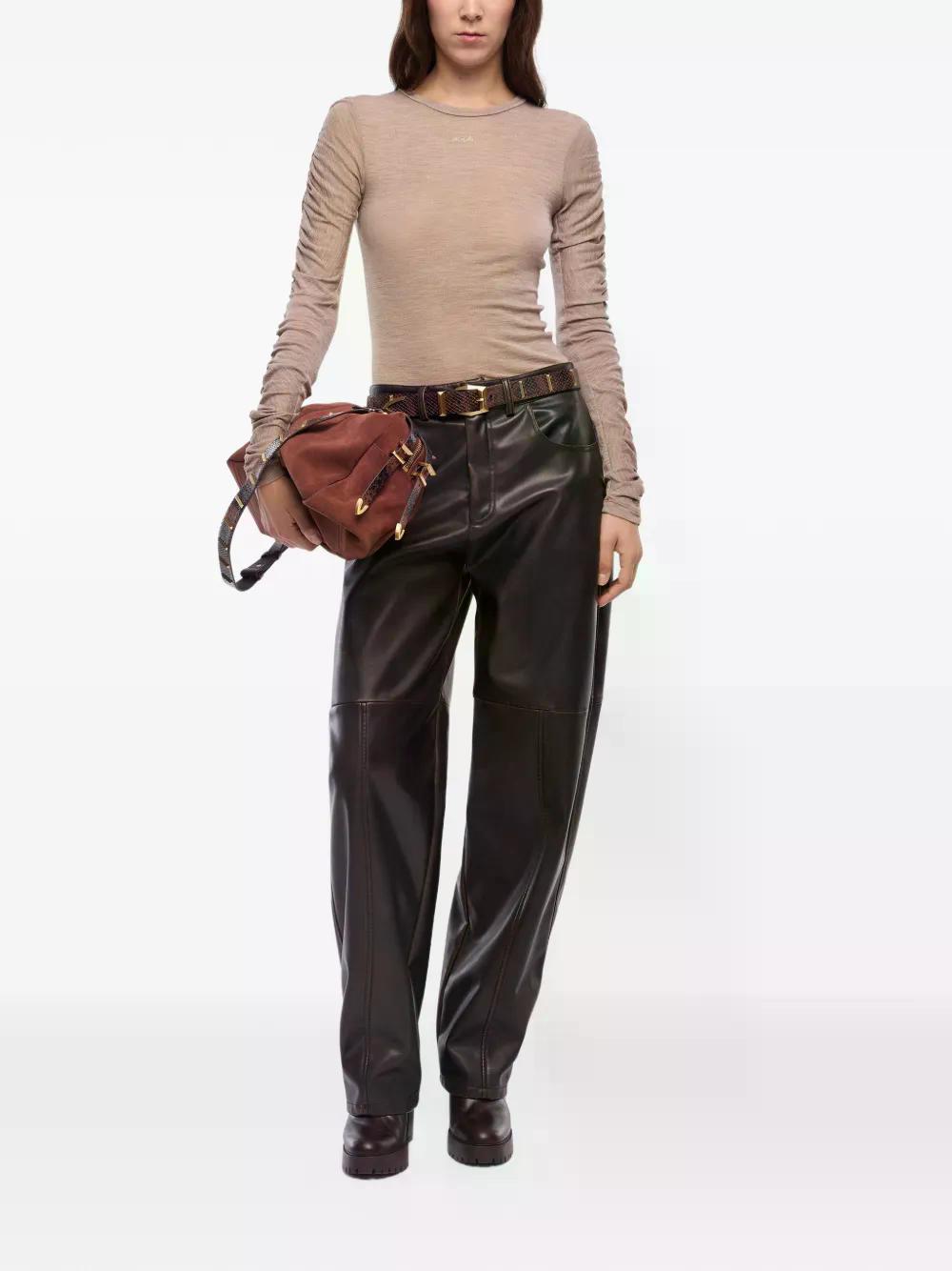 PINKO PINKO Ruched Long-Sleeve Crewneck Top