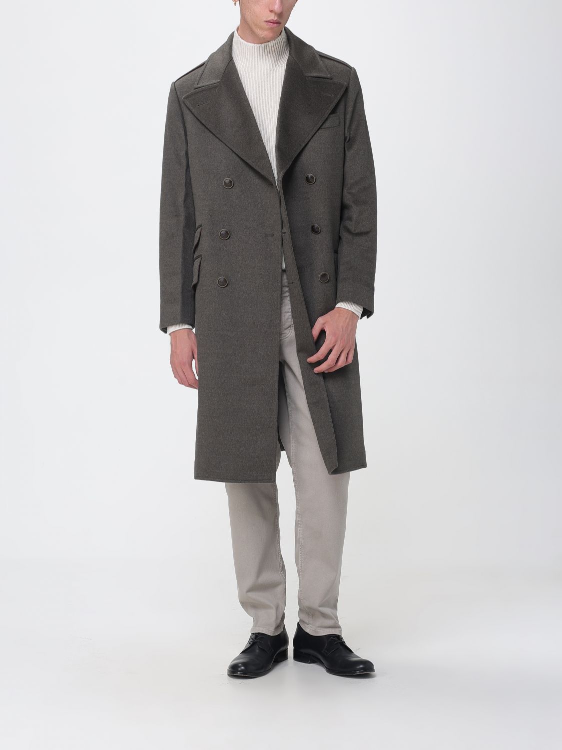 BRUNELLO CUCINELLI Brunello Cucinelli Double-Breasted Merino Wool Knee-Length Coat
