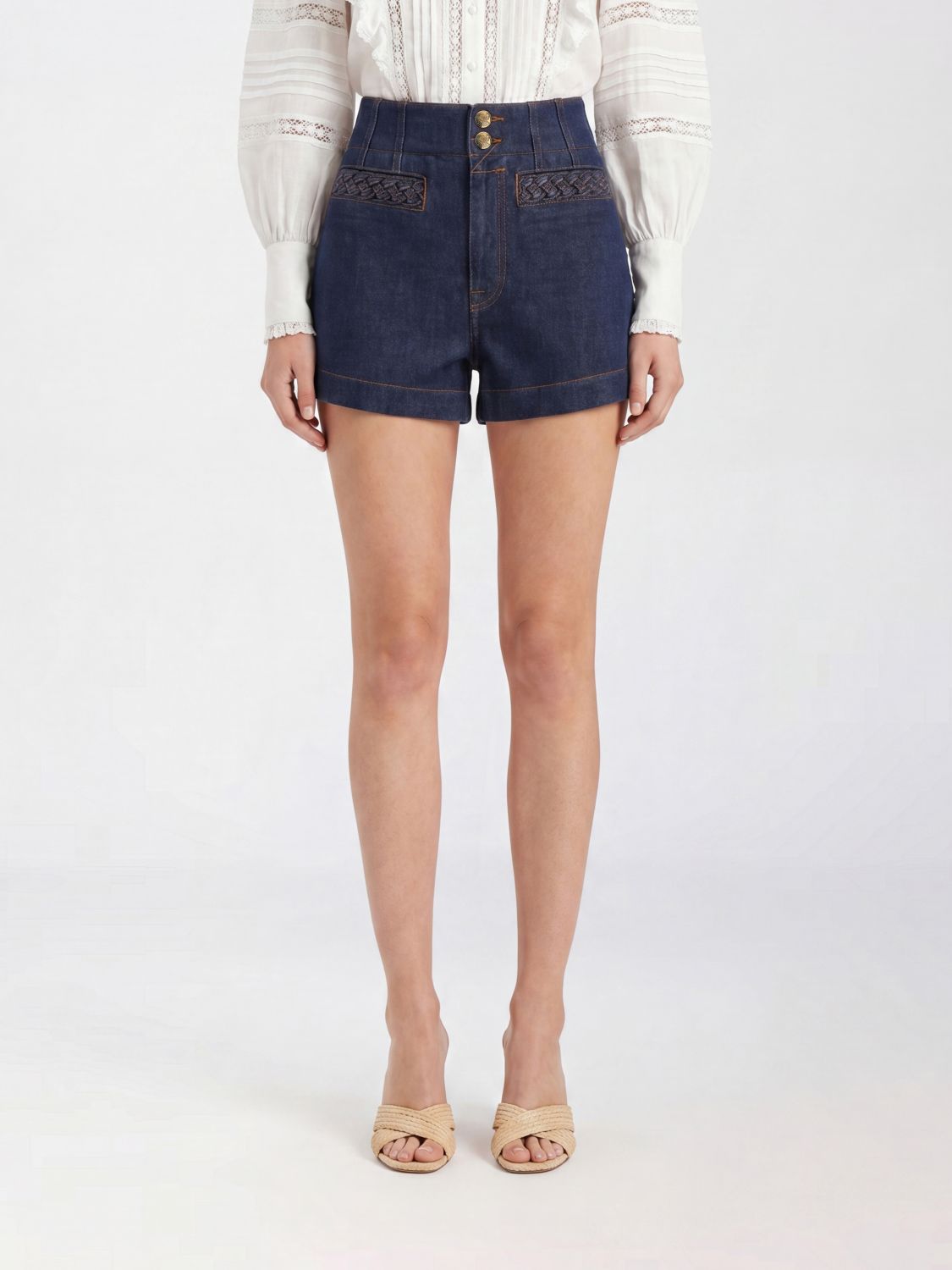 ZIMMERMANN Zimmermann High-Waisted Slim Fit Cotton Denim Shorts