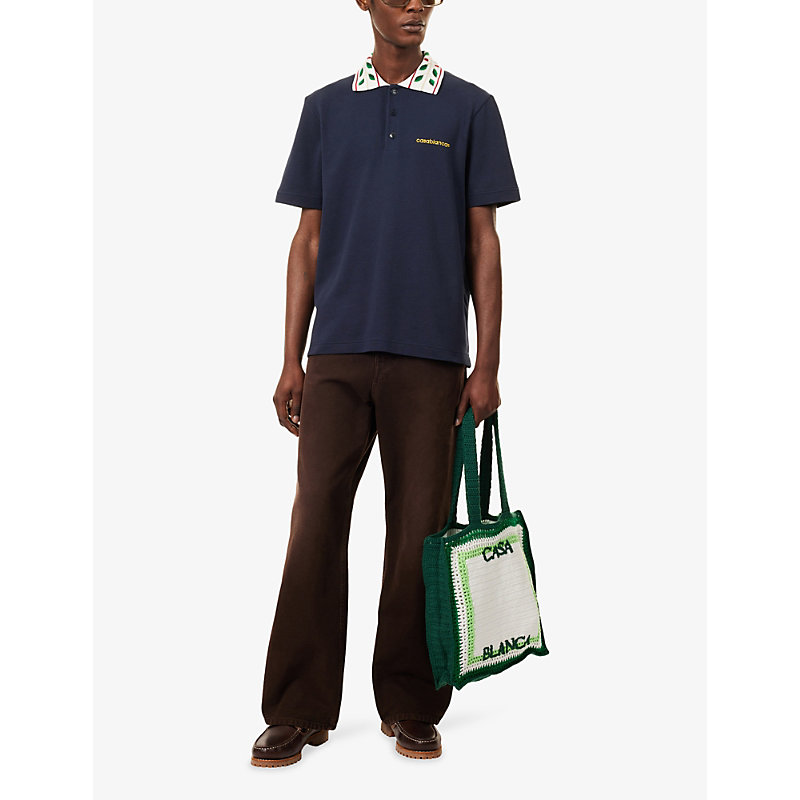 CASABLANCA laurel pique cotton polo t-shirt xl