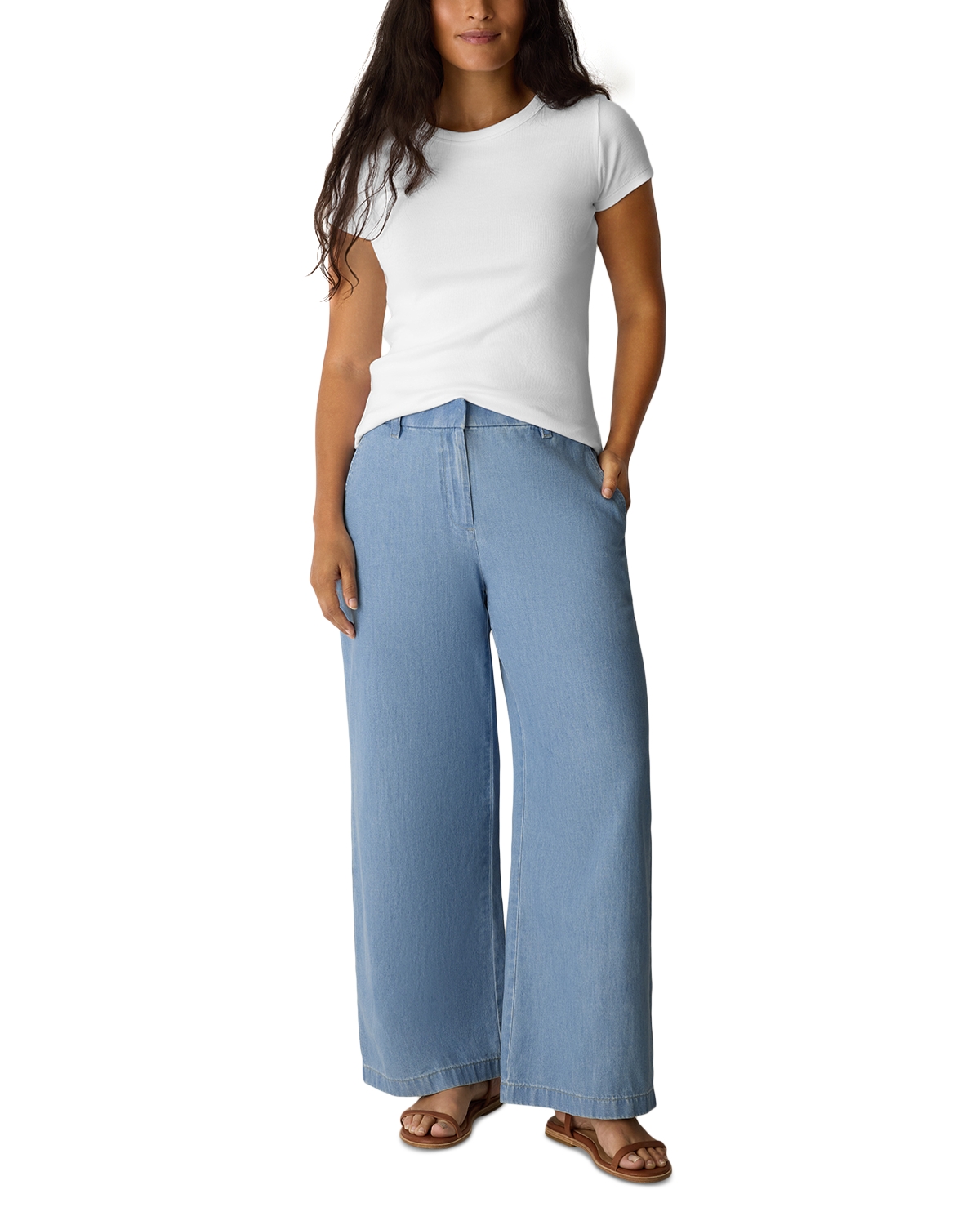 EILEEN FISHER Eileen Fisher Petites Lightweight Cotton High Waist Wide Leg Trousers