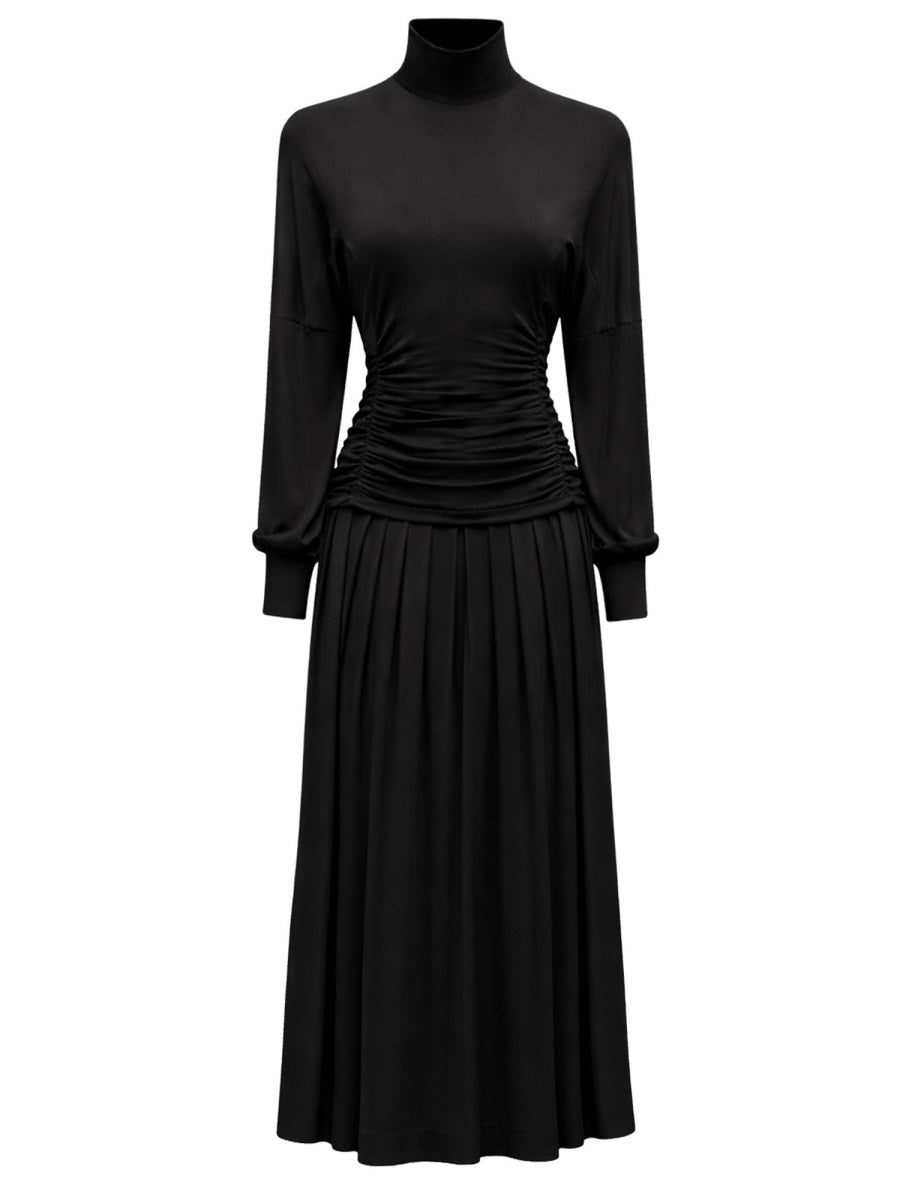 high neck pleated belted midi dress by victoria beckham Victoria Beckham High-Neck Pleated Midi Dress In Green - 40% Off