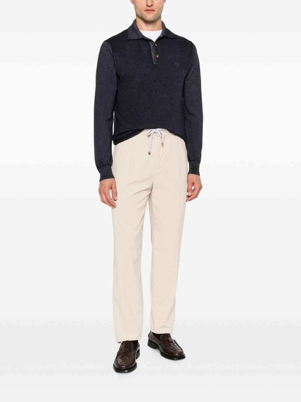 BRUNELLO CUCINELLI Brunello Cucinelli Beige Corduroy Drawstring Trousers