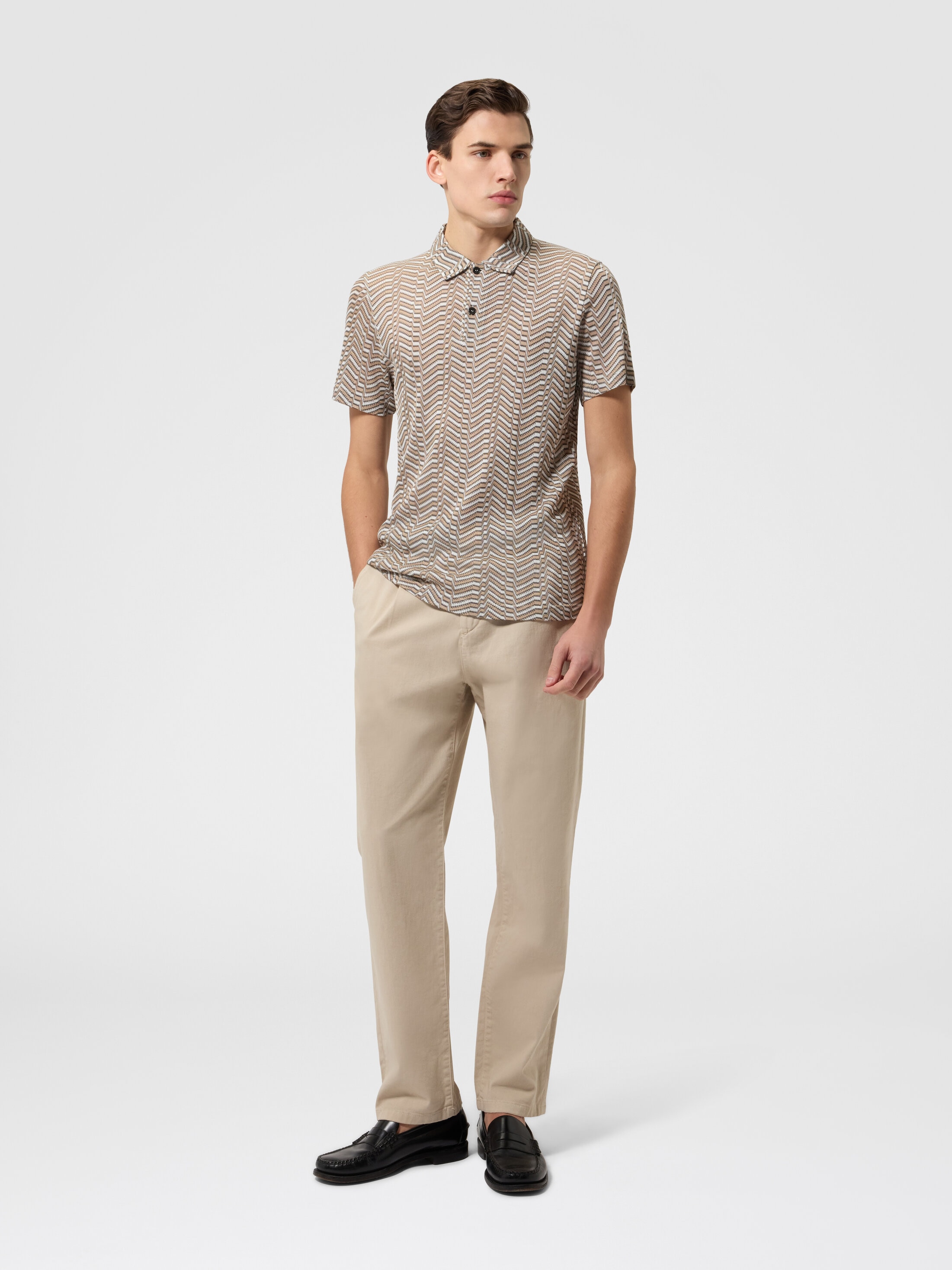 MISSONI viscose and cotton polo shirt with greek key motif