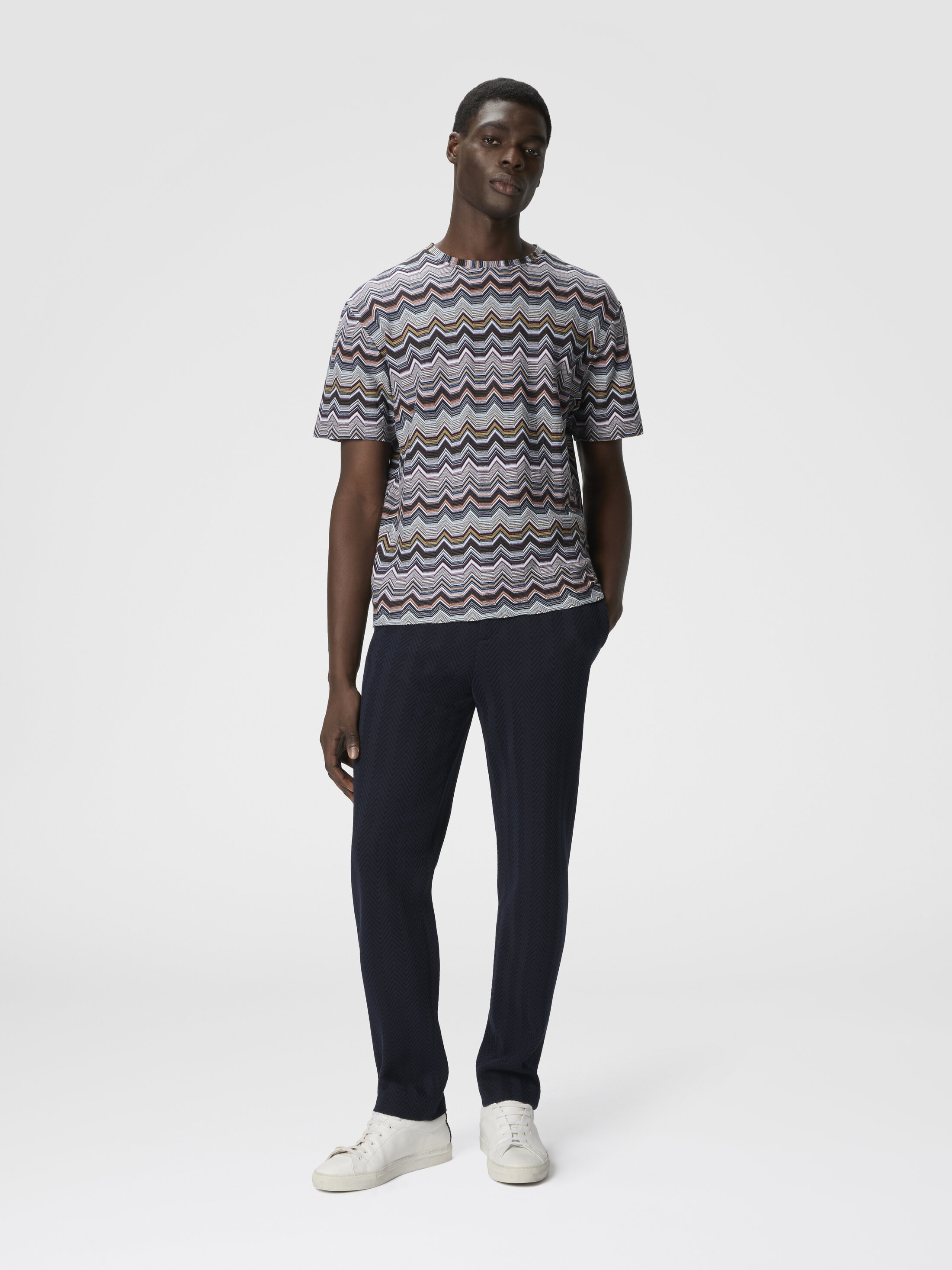 MISSONI crew neck t-shirt with geometric zigzag