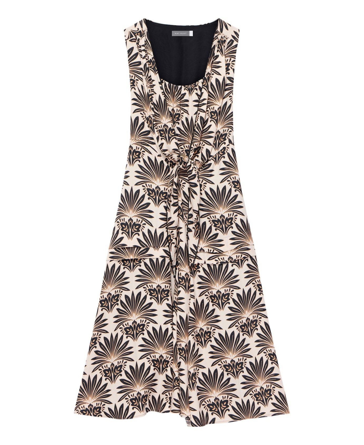 mint velvet navy floral print midi dress Navy Leaf Print Shirred Midi Dress