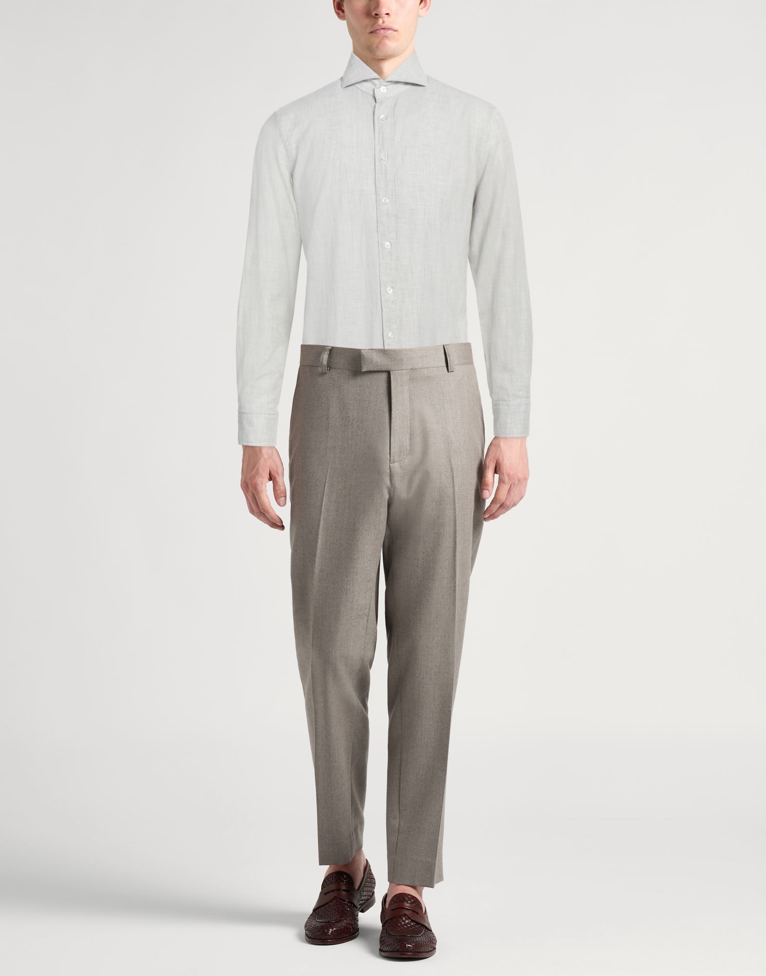 LARDINI man shirt light grey size 15 ¾ cotton, cashmere