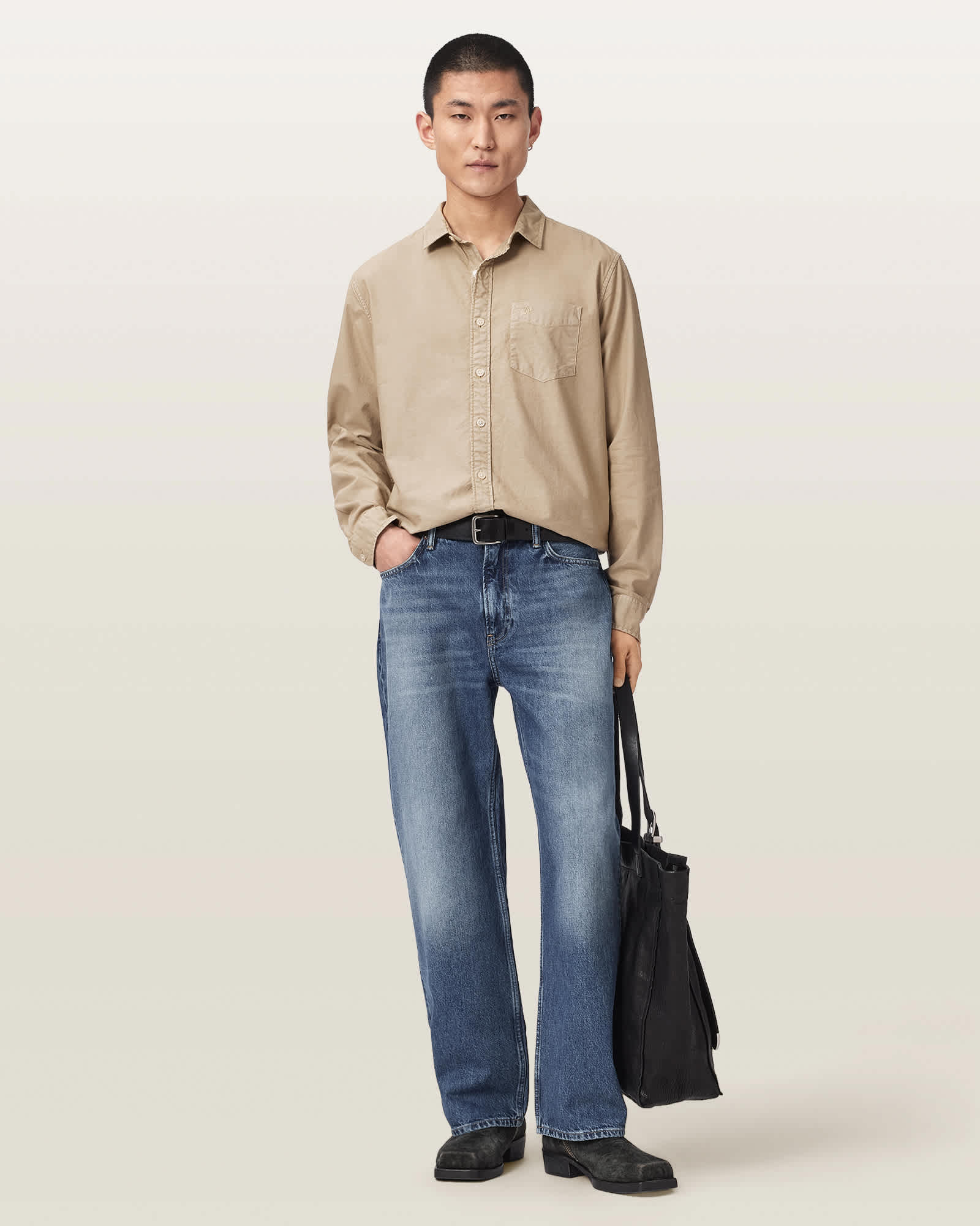 ALLSAINTS melrose long sleeve cotton ramskull shirt