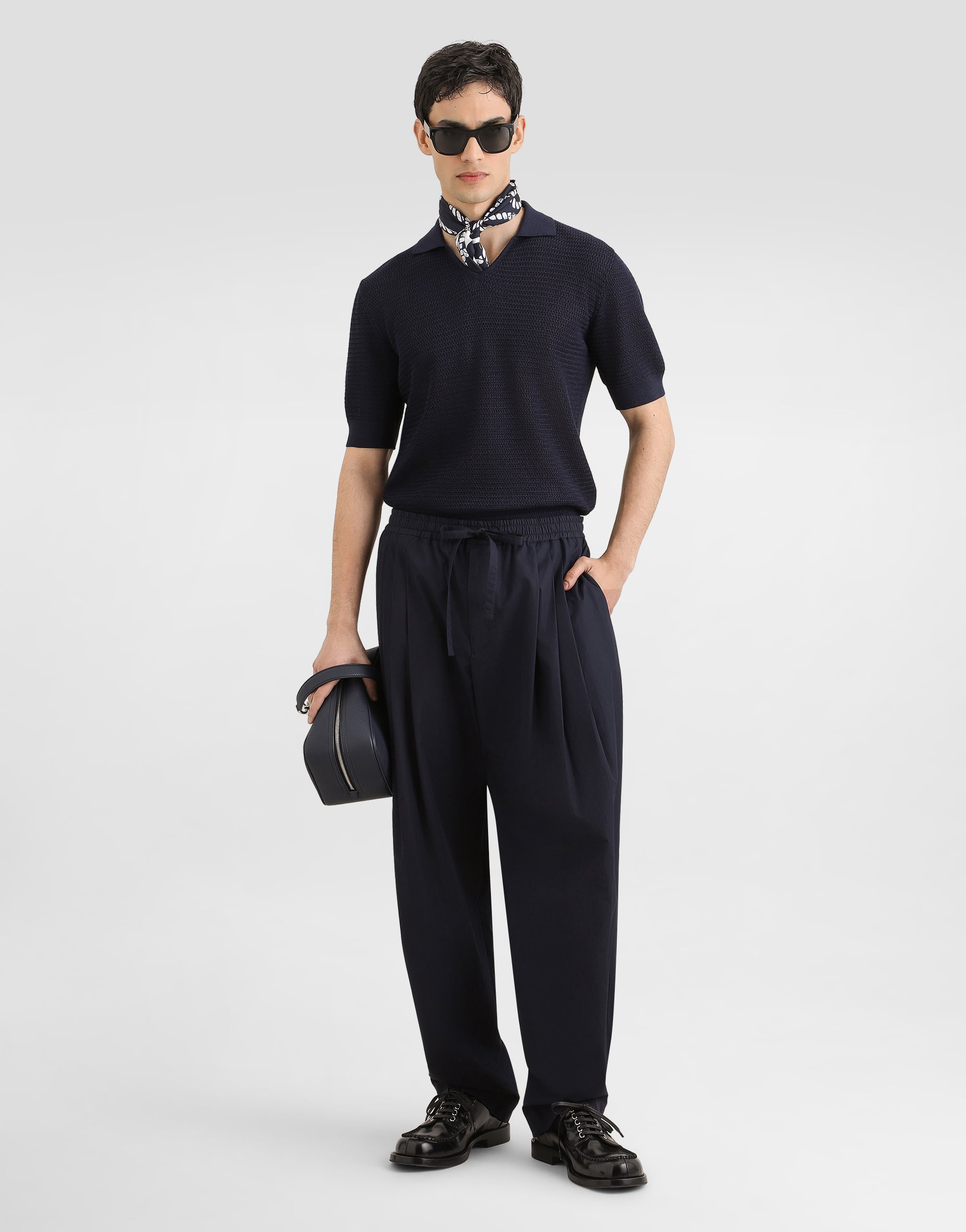 DOLCE & GABBANA silk polo shirt with micro-stitch detailing