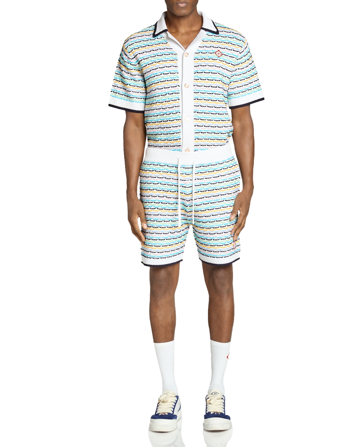 CASABLANCA Casablanca Crochet Tuck Stitch Stripe Shorts
