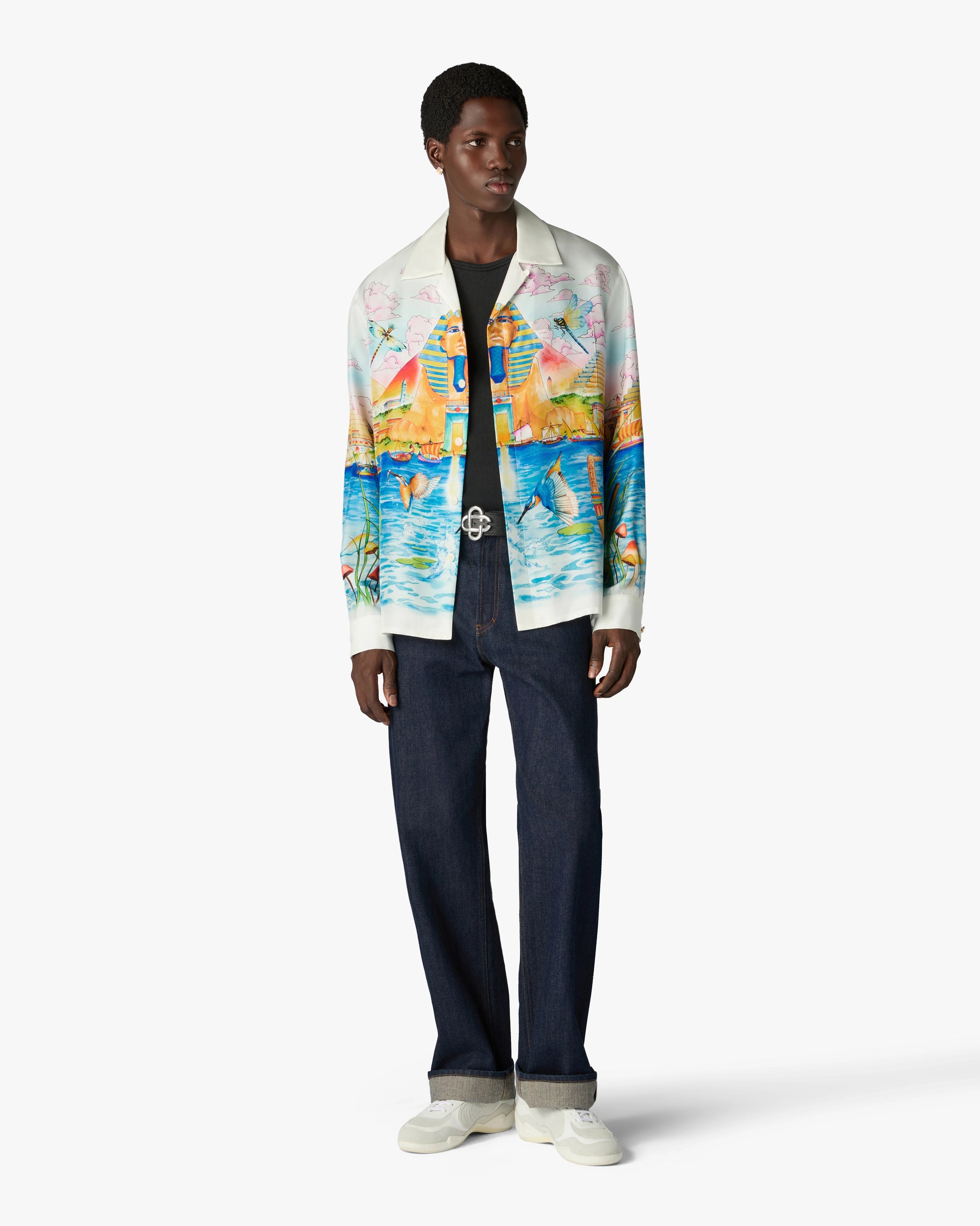 CASABLANCA multicolour egypt as it was long sleeve linen shirt,