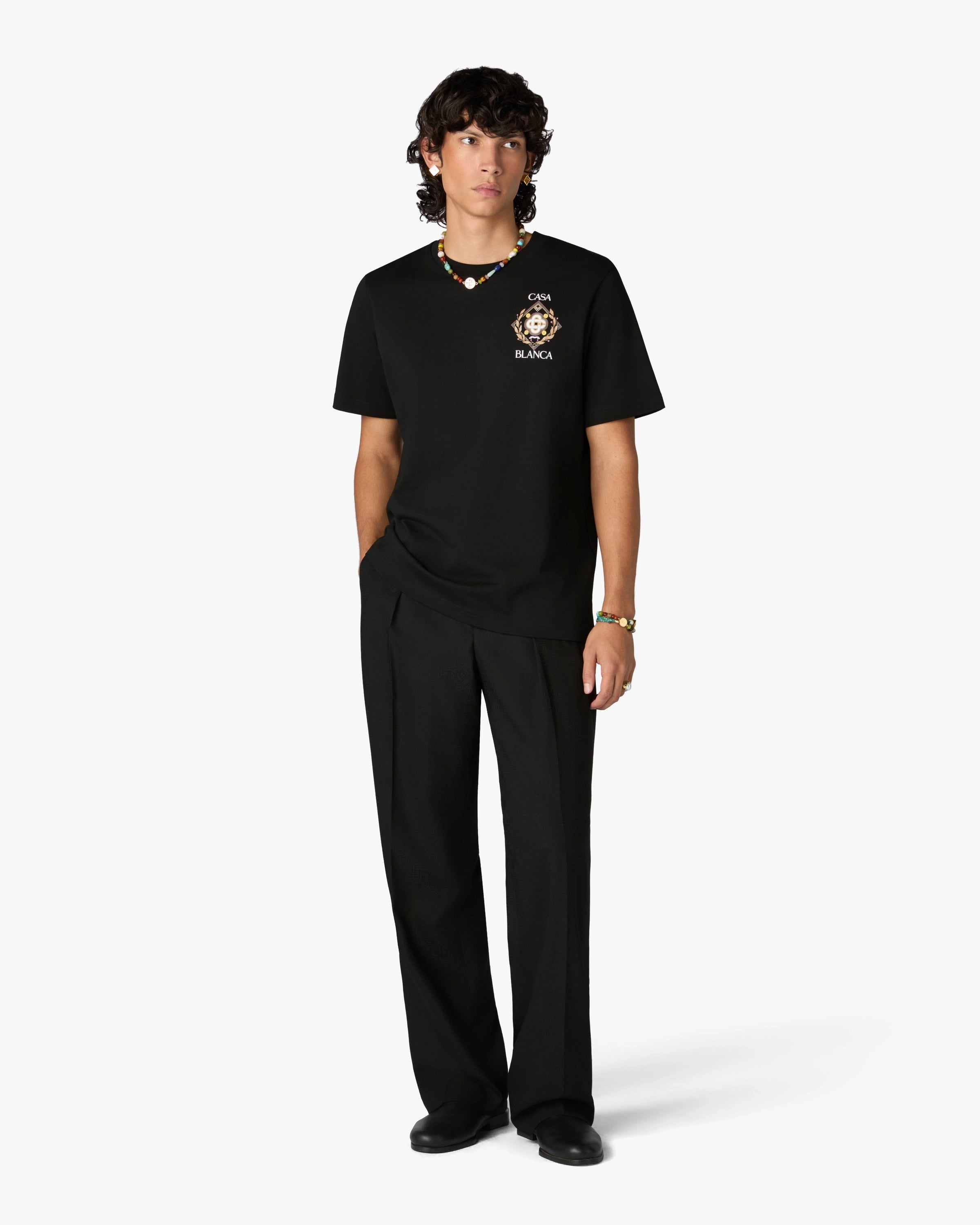CASABLANCA black championship short sleeve t-shirt,