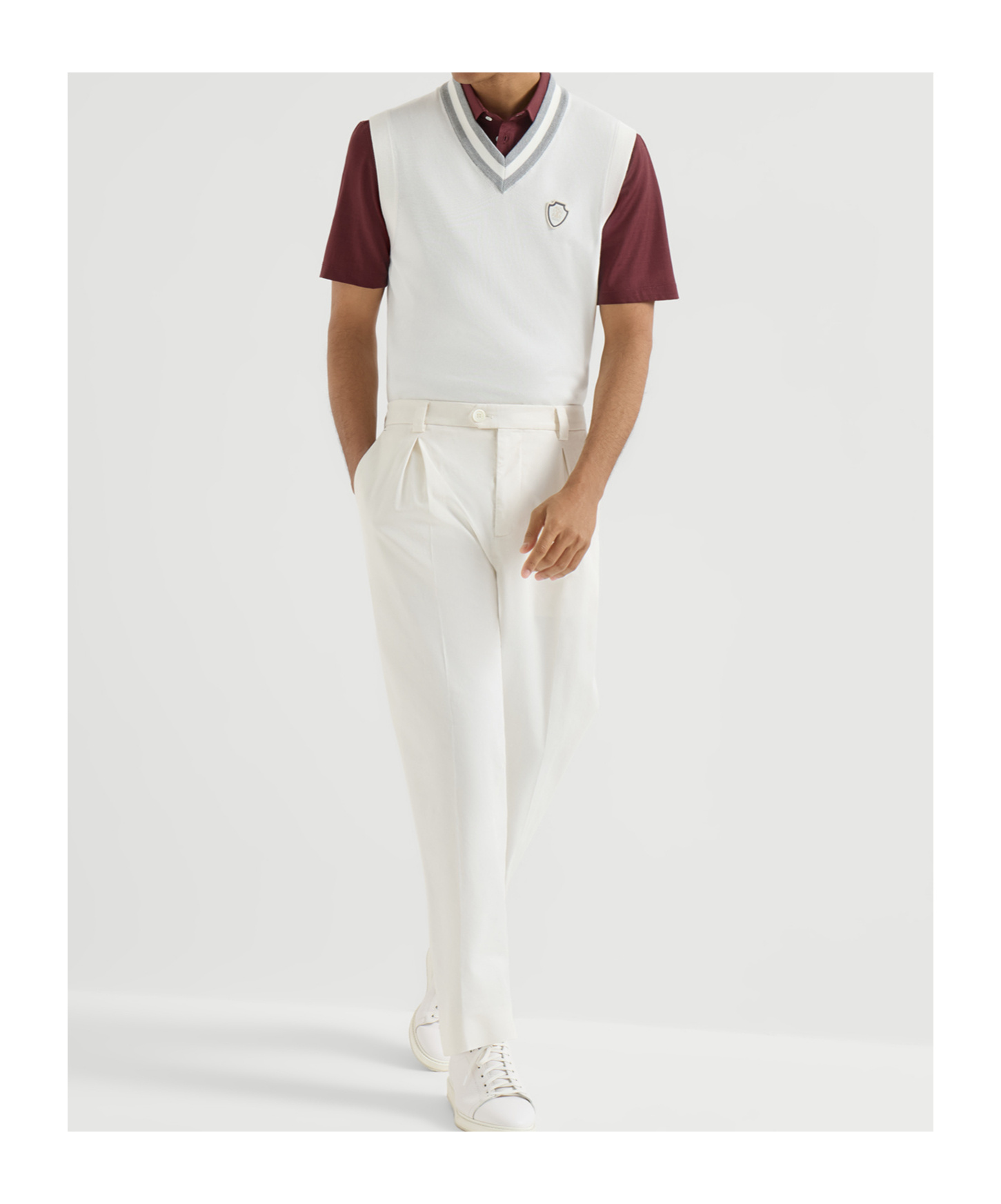BRUNELLO CUCINELLI virgin wool poplin polo shirt with chest pocket and logo