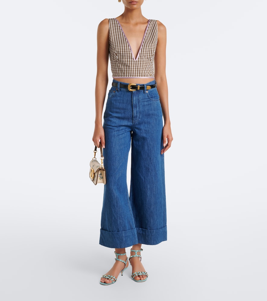 VALENTINO Valentino Gingham Cotton Crop Top