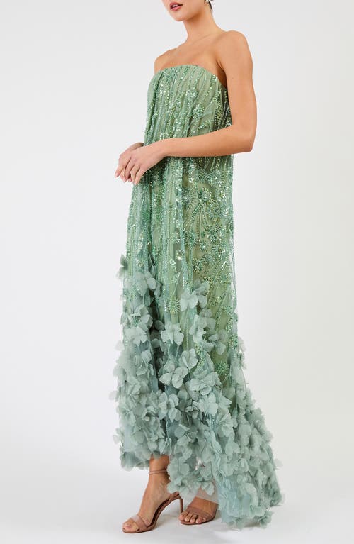 HELSI Strapless 3D Floral Sequin High-Low Gown