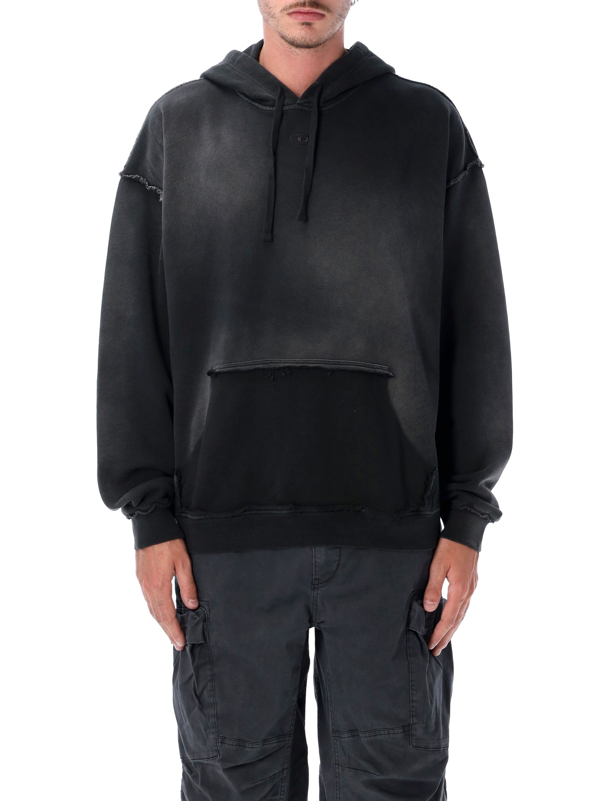 DIESEL® Diesel Distressed Cotton Hoodie with Logo Detail