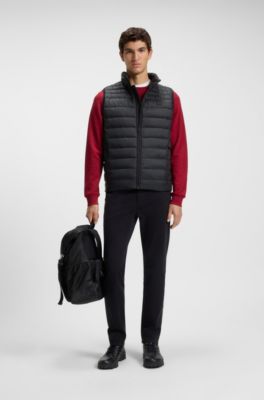 BOSS Water-Repellent Quilted Vest with Logo Patch