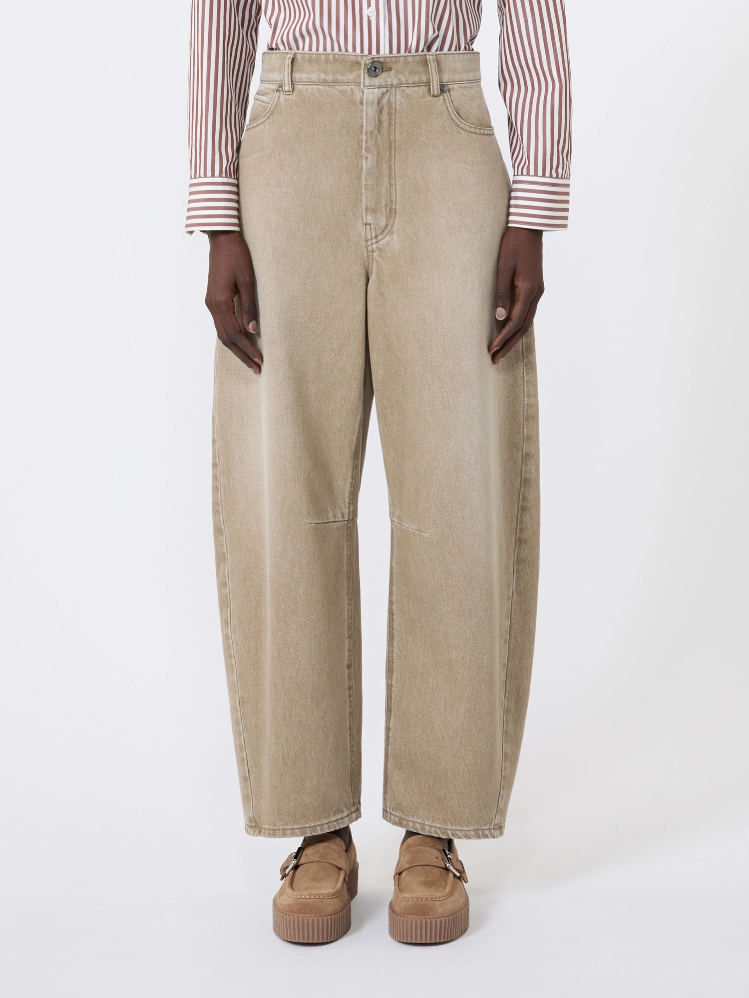MAX MARA Weekend Max Mara Logo Patch Barrel-Leg Jeans