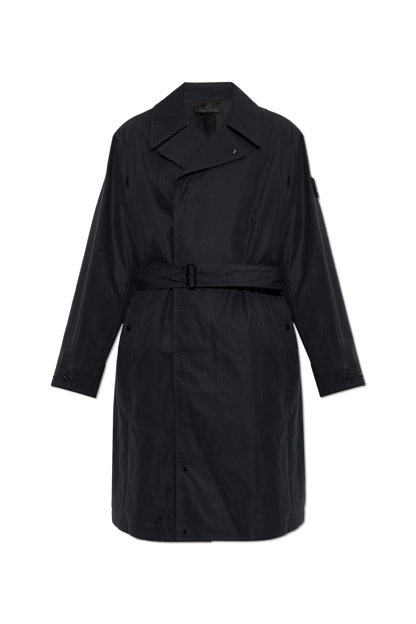 STONE ISLAND Stone Island Long Black Technical Cotton Coat