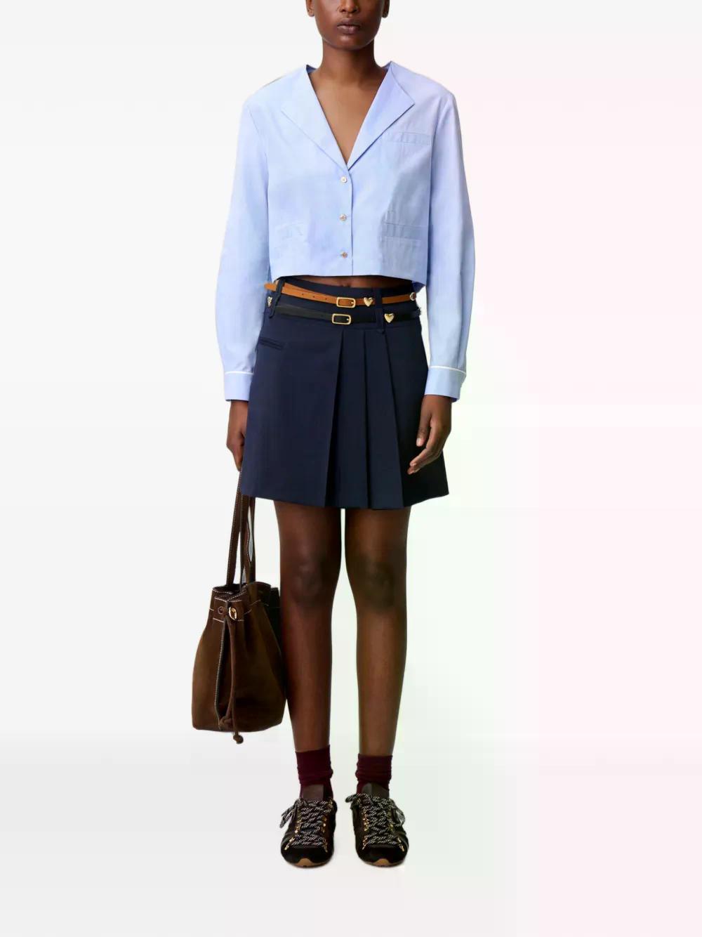 CLAUDIE PIERLOT Claudie Pierlot Long-Sleeve Poplin Shirt with Gold Button Detail