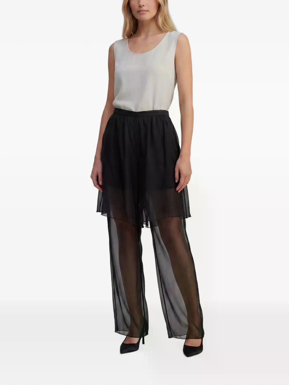 KARL LAGERFELD Karl Lagerfeld Vintage Black Silk Layered Wide-Leg Trousers