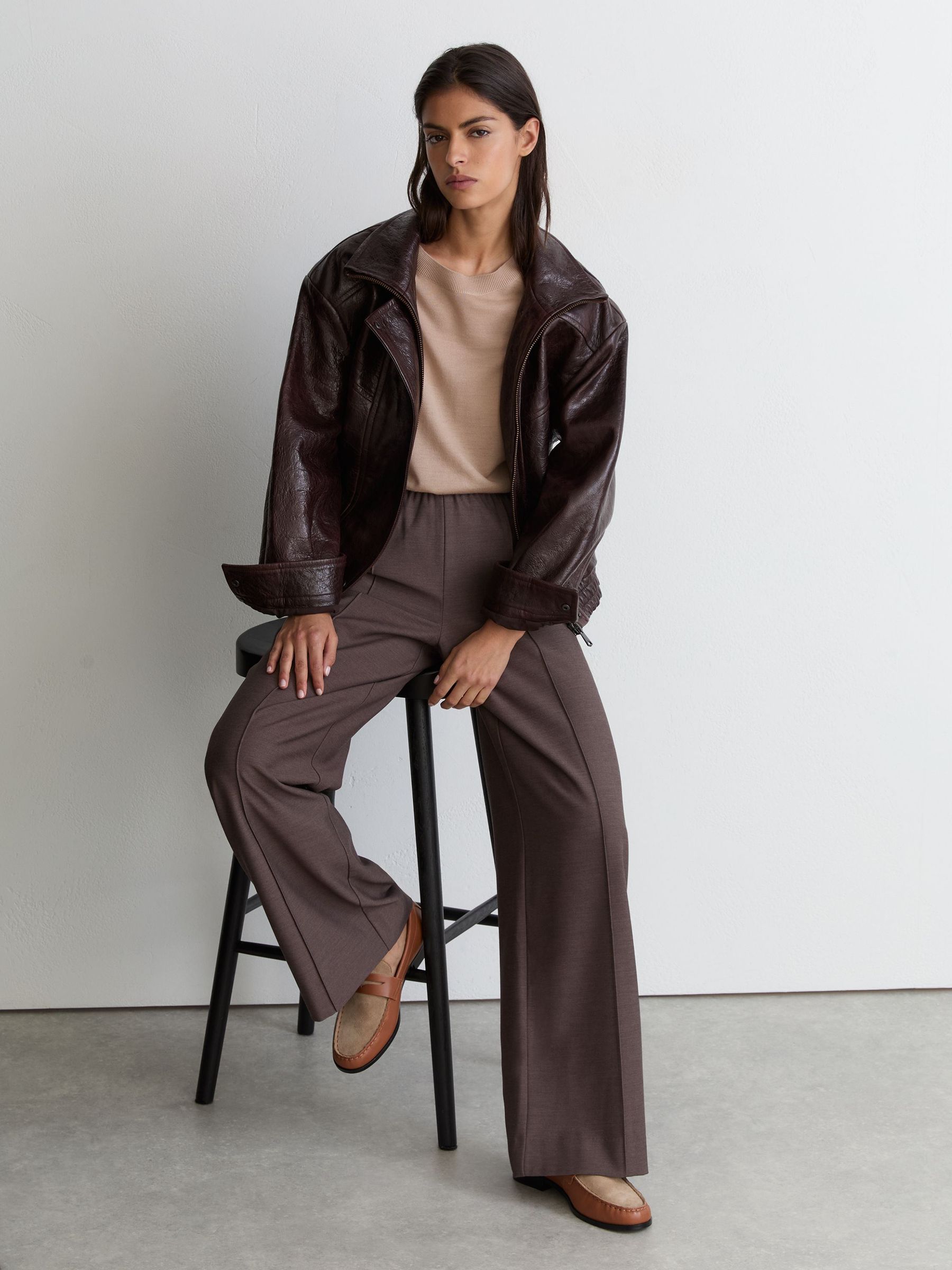 REISS Reiss Kallie Leather and Suede Penny Loafers