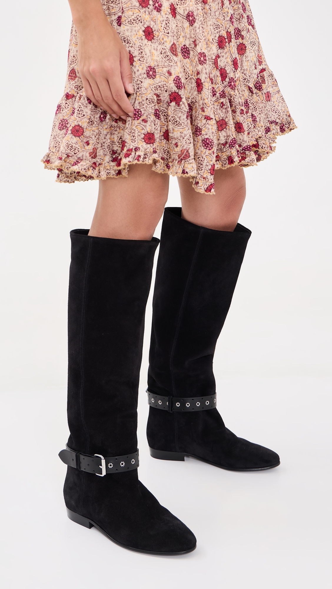 ISABEL MARANT ÉTOILE Isabel Marant Suede Knee High Boots with Buckle Detail