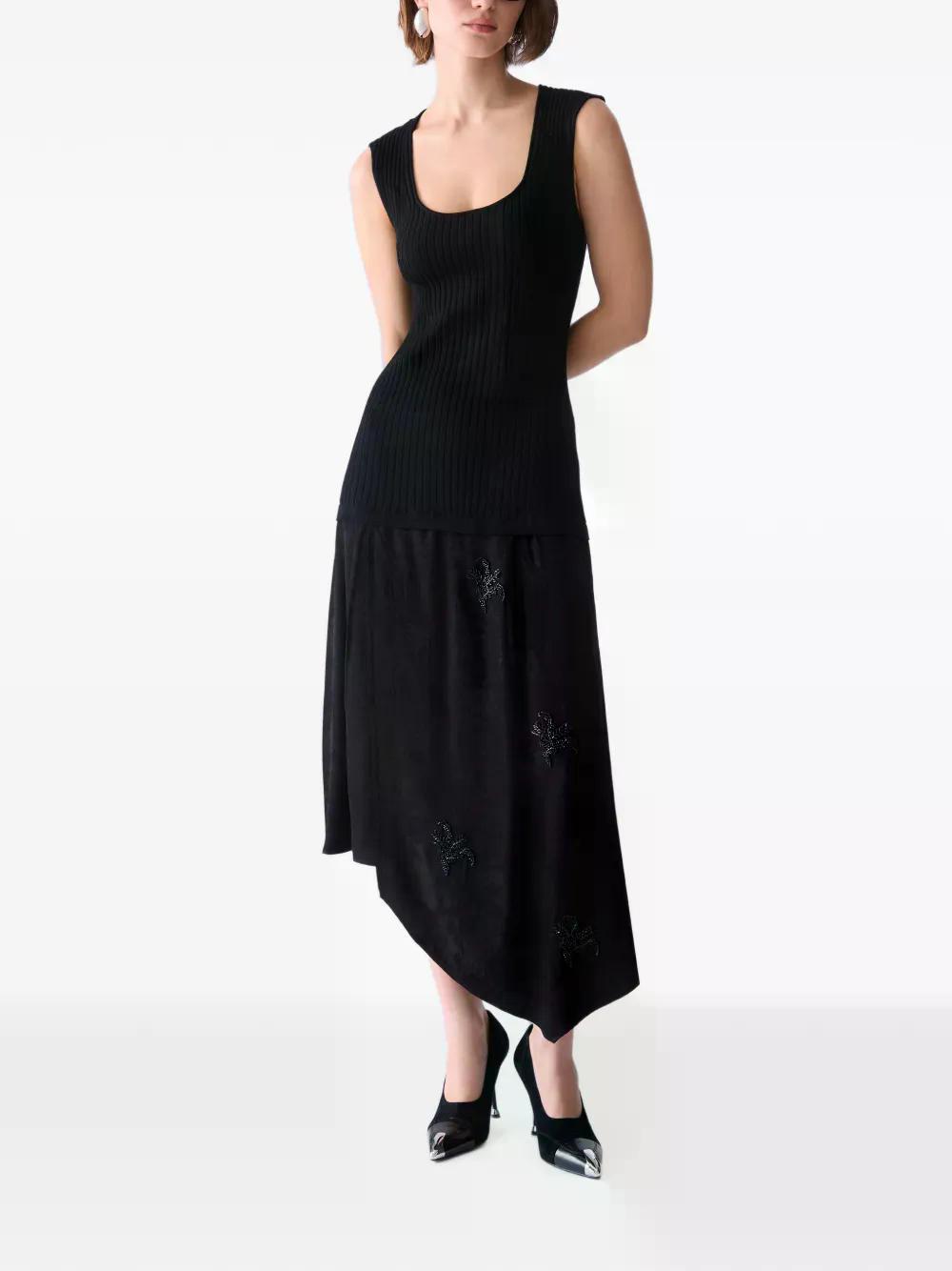 LIU JO LIU JO Asymmetrical Midi Dress with Jewel Embroidery
