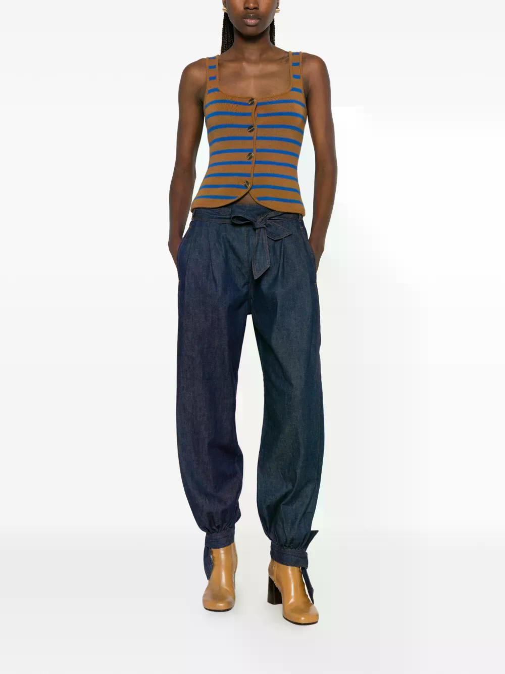 FORTE_FORTE Forte Forte Striped Button-Fastening Vest