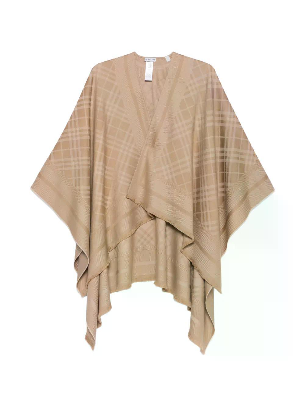BURBERRY check wool cashmere cape
