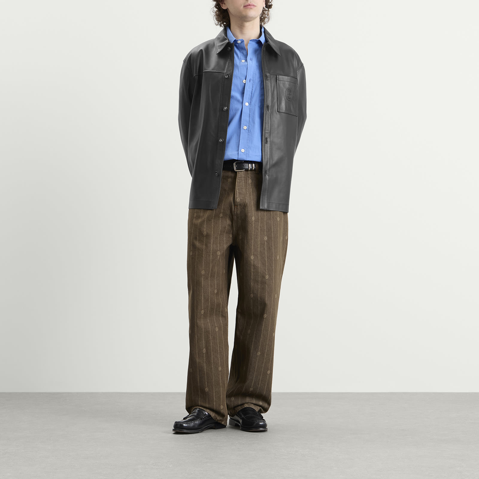 DROLE DE MONSIEUR Drôle de Monsieur Embossed Leather Shirt