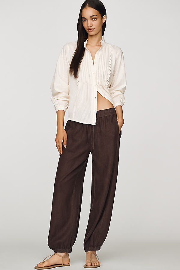 ANTHROPOLOGIE By Anthropologie Lace Bib Buttondown Blouse