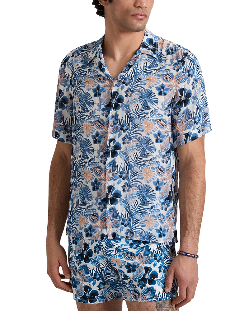 VILEBREQUIN island flowers viscose bowling shirt