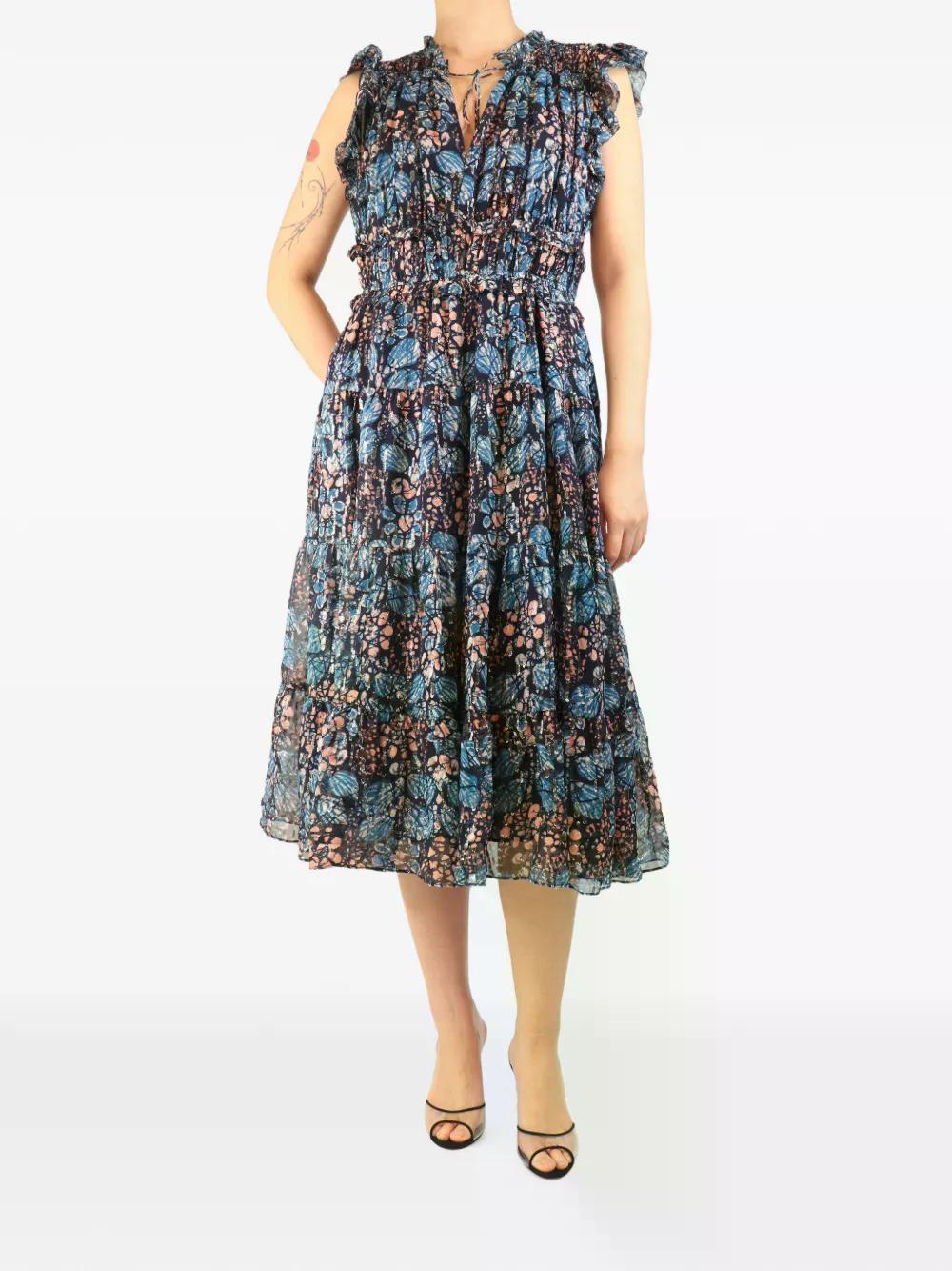 ULLA JOHNSON Ulla Johnson Smocked Tiered Midi Dress