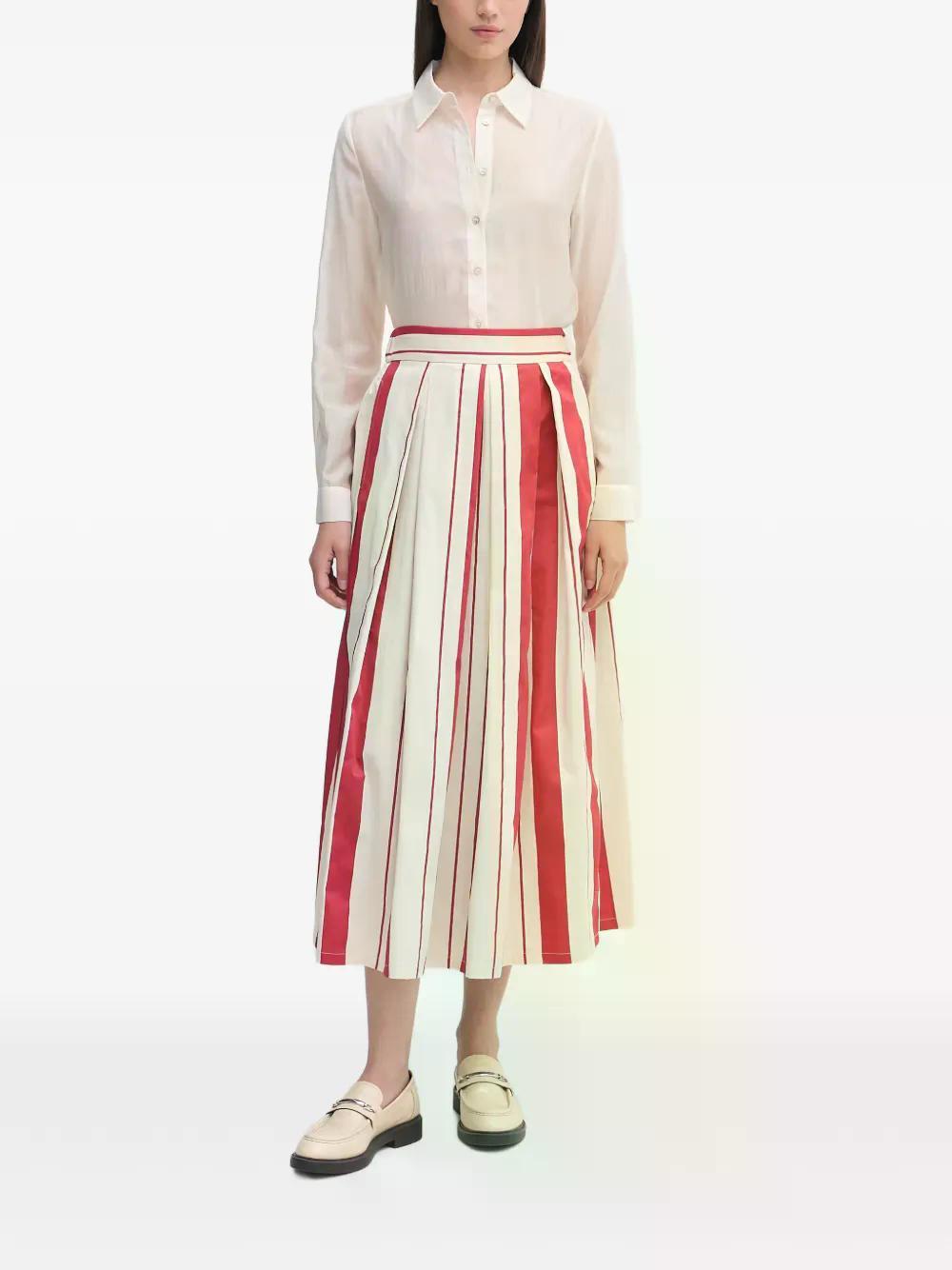 BENETTON Vertical Stripe Pleated Midi Skirt