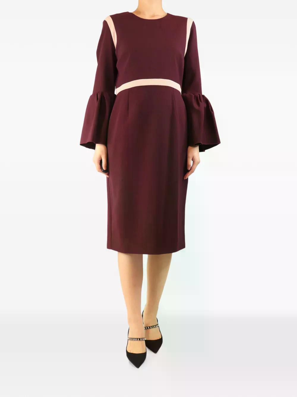 ROKSANDA Roksanda Burgundy Bell-Sleeve Midi Dress