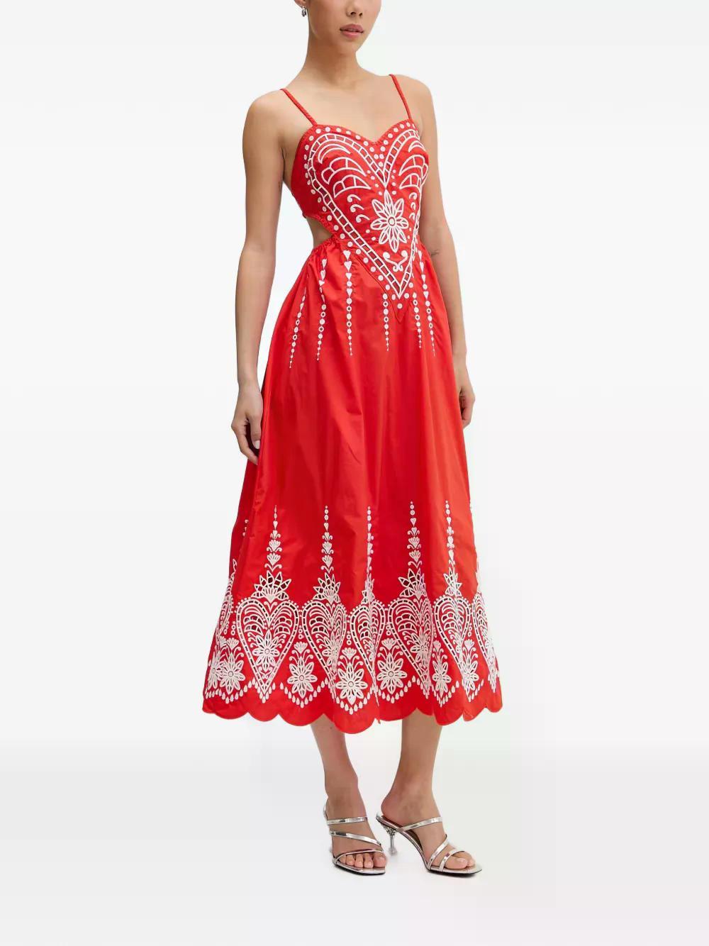 FARM RIO The Vicky Embroidered Cut-Out Midi Dress