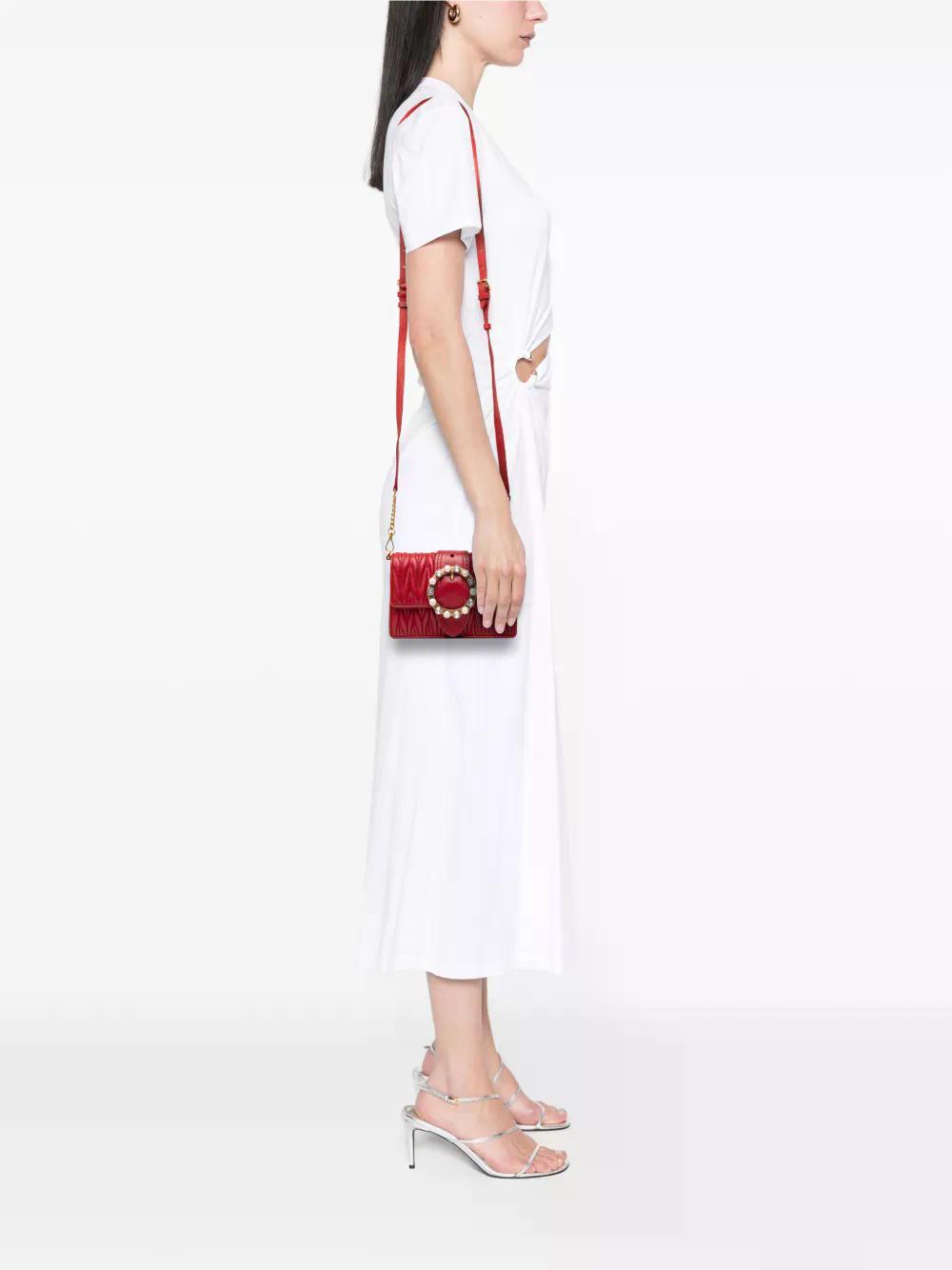 MIU MIU Miu Miu Matelassé Nappa Crystal Embellished Crossbody Bag