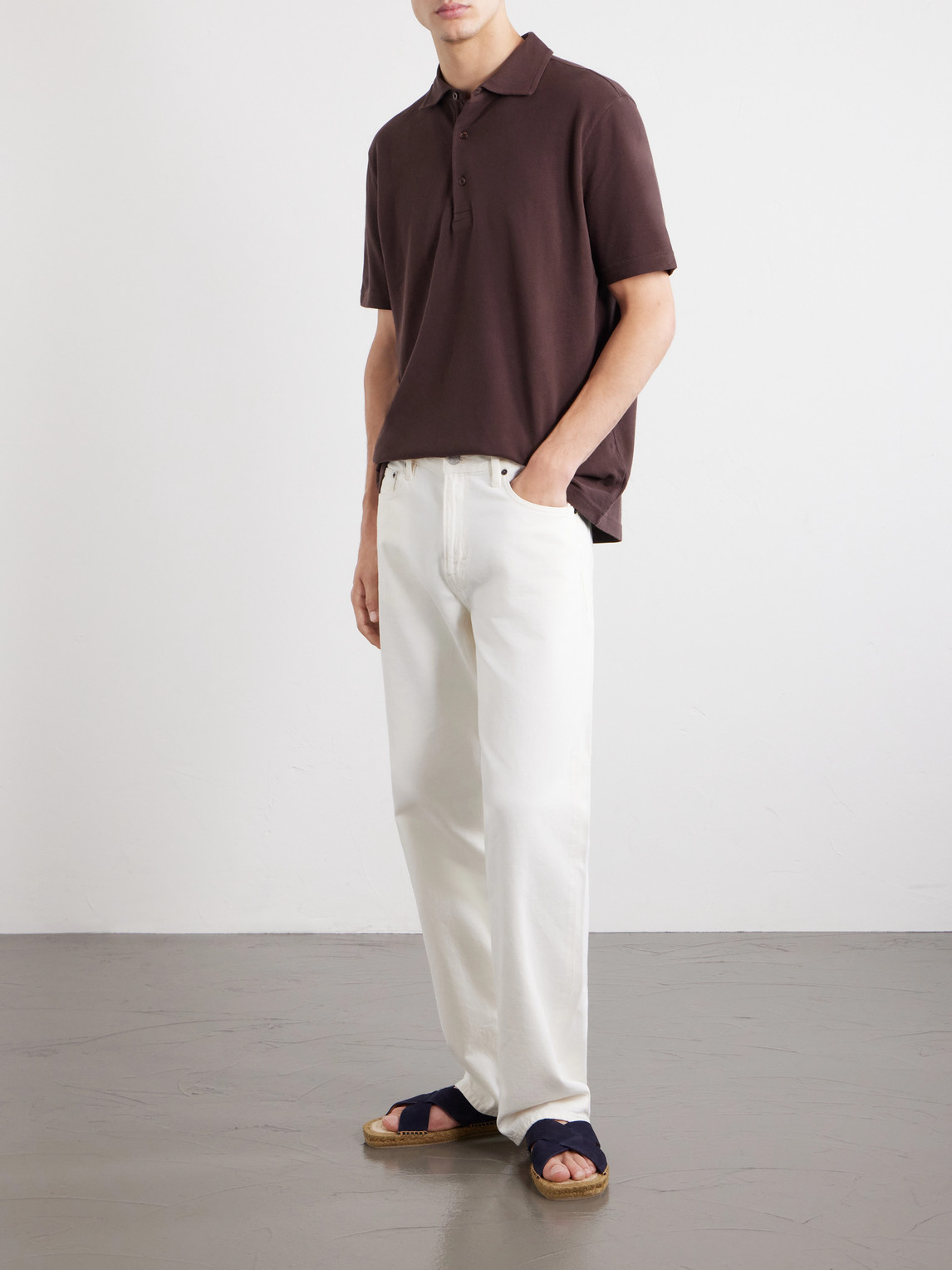 FRESCOBOL CARIOCA Frescobol Carioca - Luca Organic Cotton Piqué Polo Shirt - Men - Brown - S