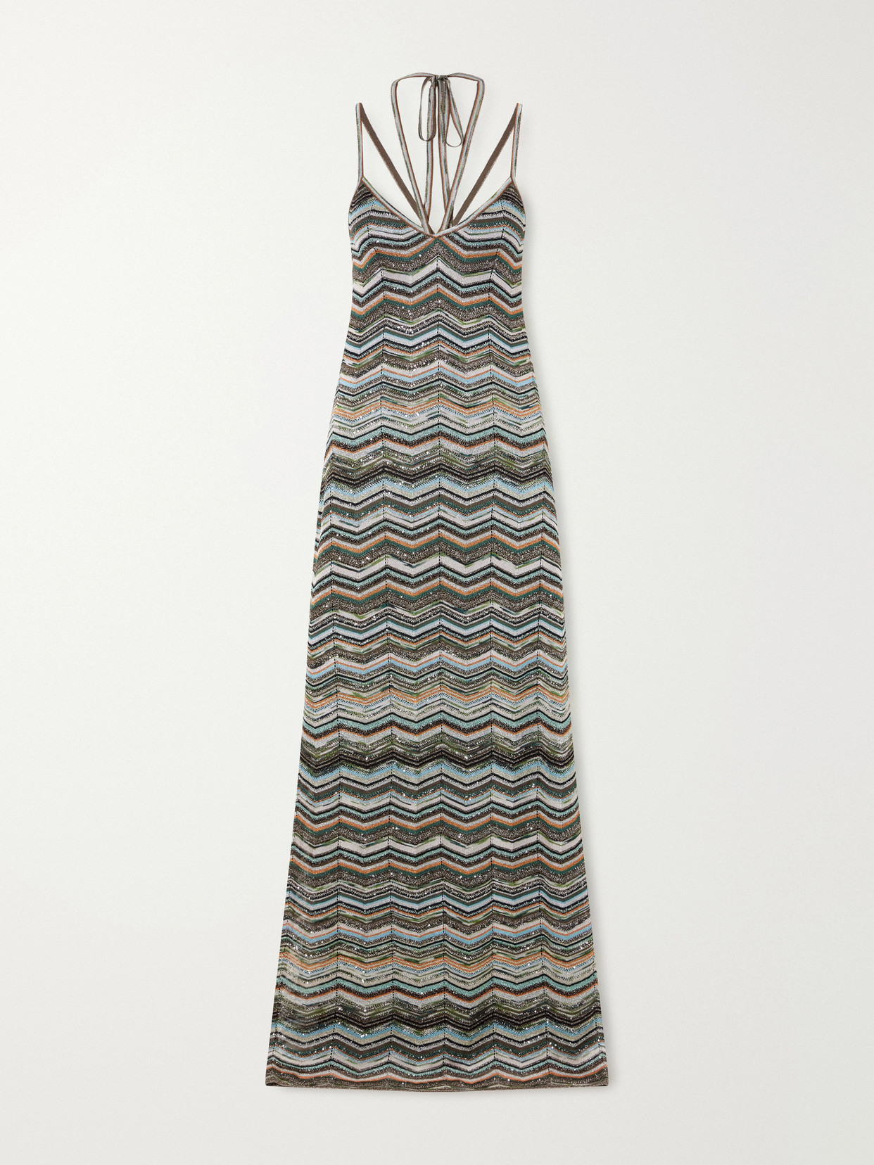 MISSONI Missoni Striped Metallic Crochet-Knit Maxi Dress