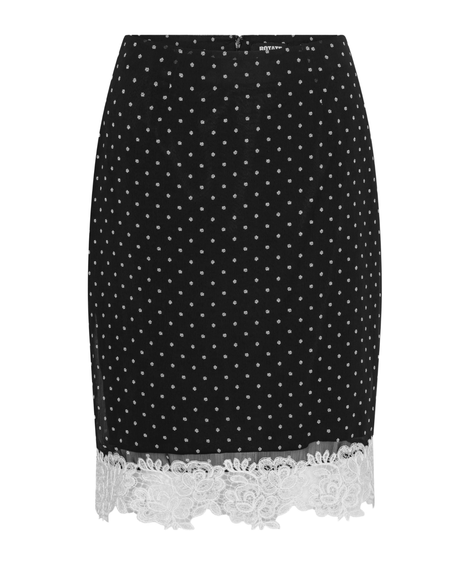 ROTATE BY BIRGER CHRISTENSEN ROTATE Polka Dot Lace-Hem Midi Skirt