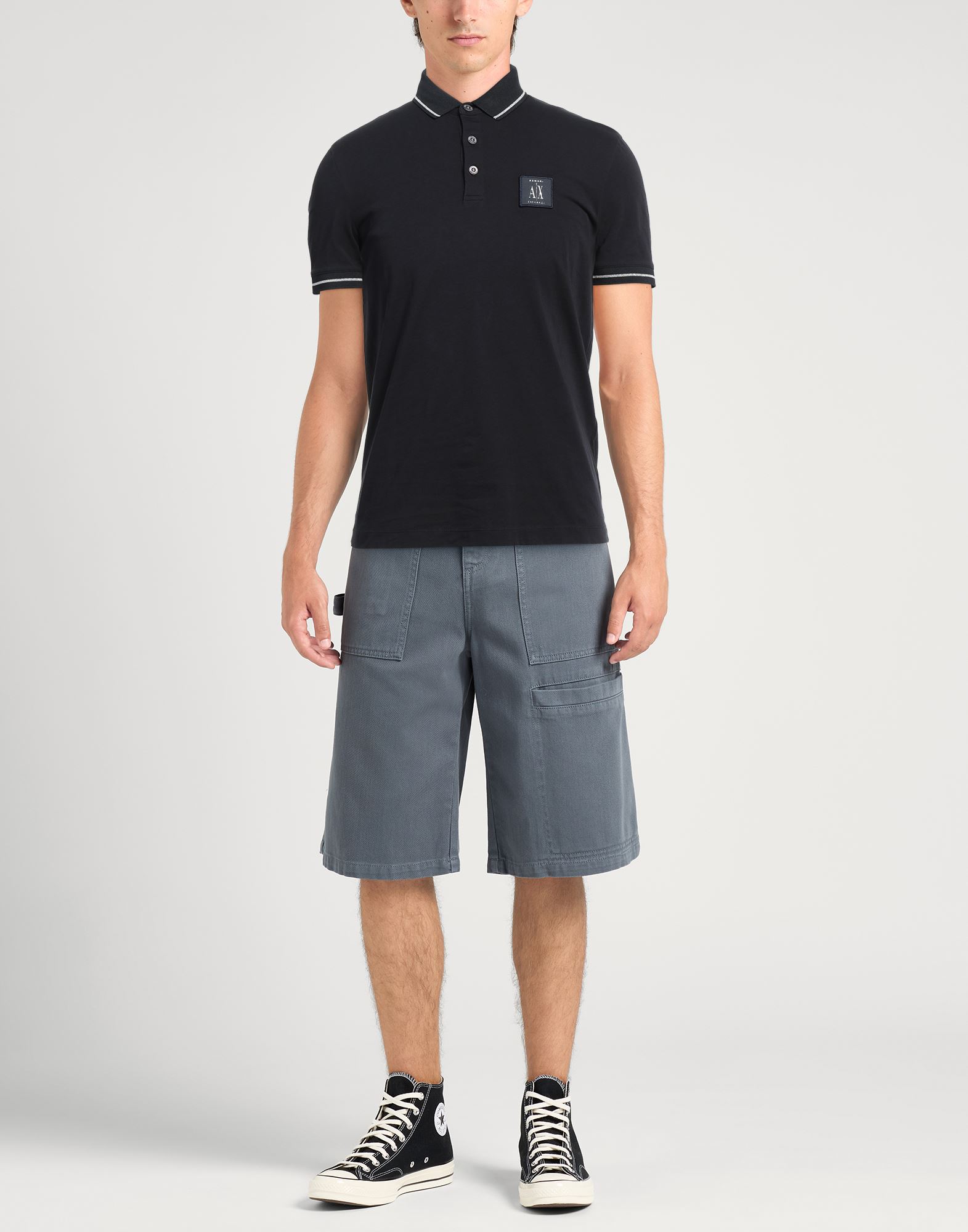 ARMANI EXCHANGE man polo shirt black size xs cotton