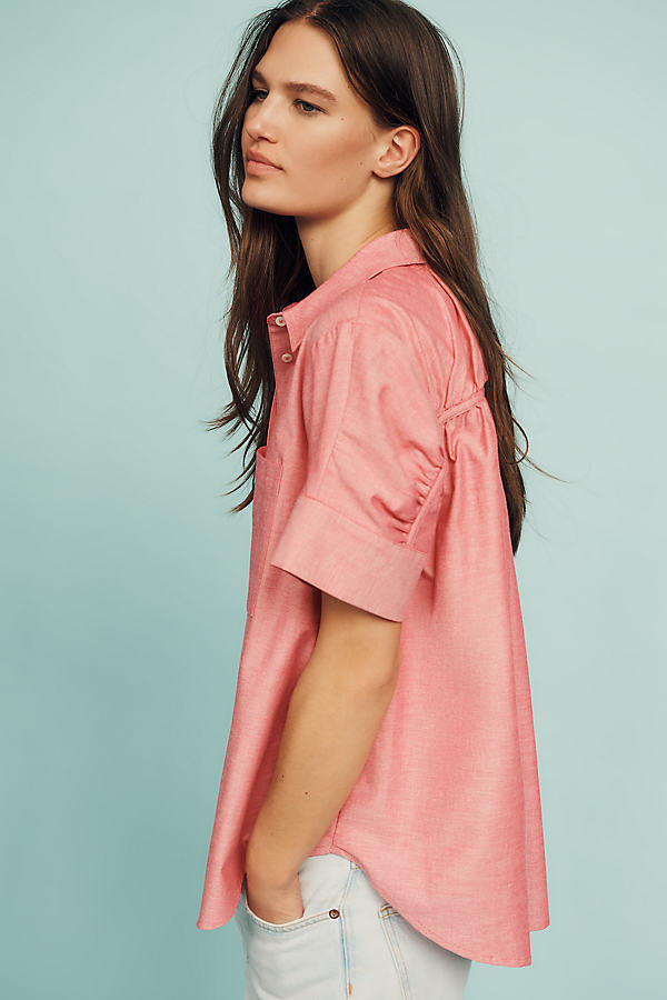 MAEVE Maeve Short Sleeve Shirt with Back Yoke Detail