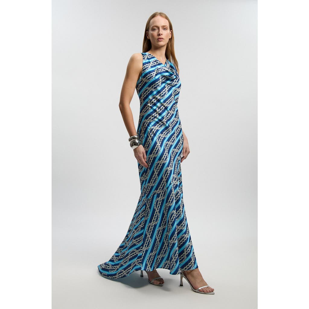 KAREN MILLEN Karen Millen Chain Print Cowl Neck Maxi Dress