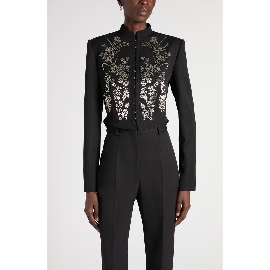 ALEXANDER MCQUEEN McQueen Beaded Floral Wool Jacket