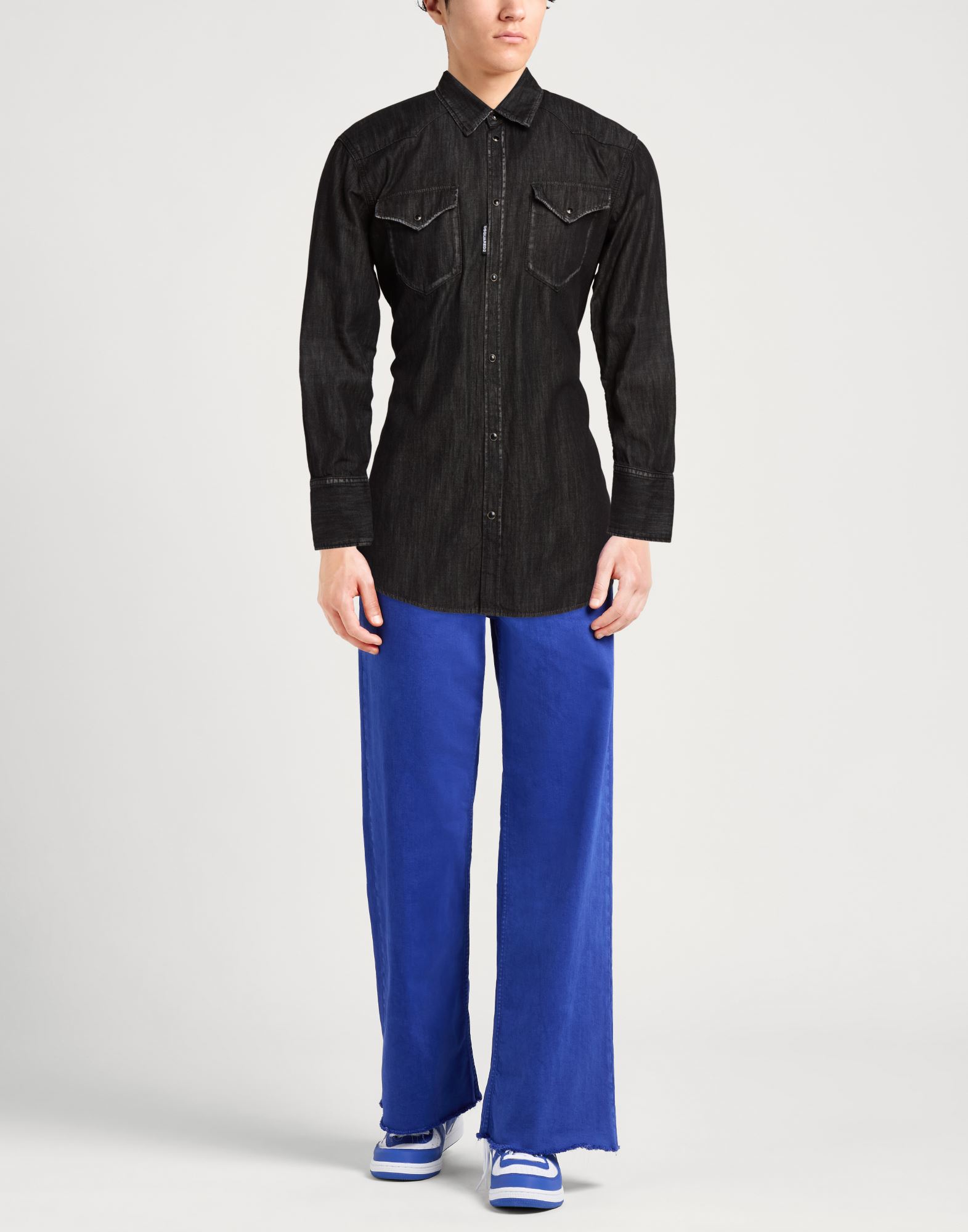 DSQUARED2 man denim shirt black size 38 cotton