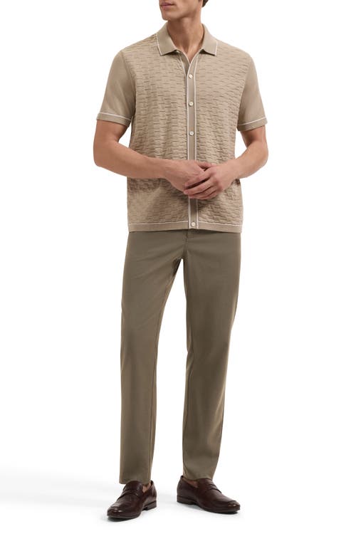 BUGATCHI Bugatchi Geometric Texture Short Sleeve Button-Up Sweater