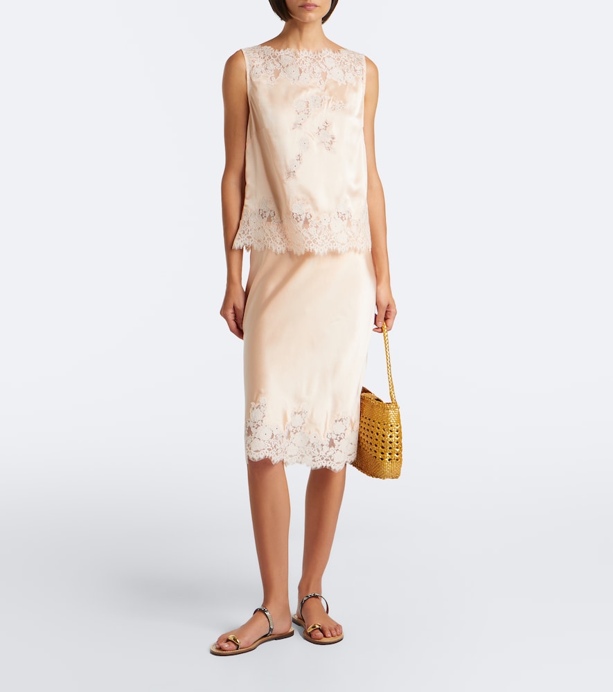 DÔEN Dôen Viviane Silk Lace-Trimmed Top